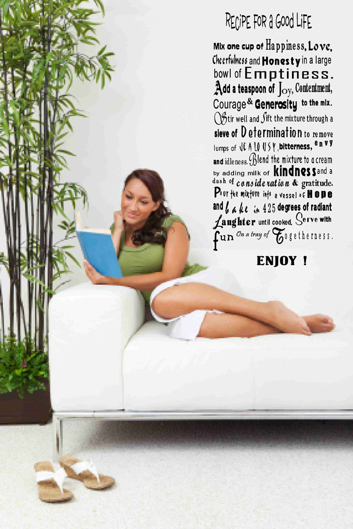 Recipe For A Good Life Inspirational Wall Vinyl Decal Sticker on Luulla