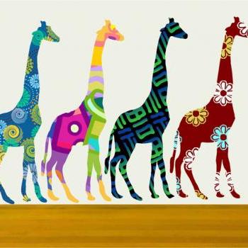 Colorful Giraffe Set Wall Decals Stickers on Luulla