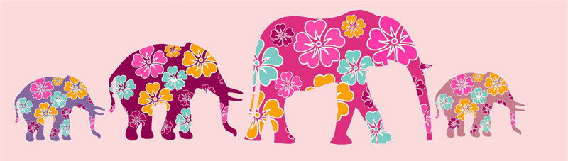 Children Decor Pink Elephants Wall Decals on Luulla